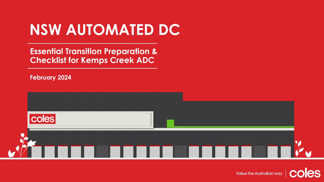 Transition to the NSW ADC Kemps Creek | coles supplier central