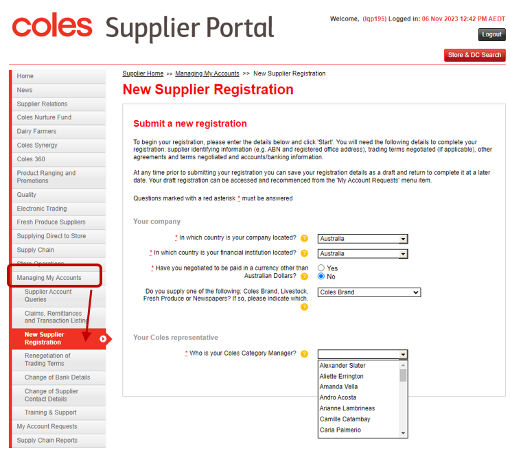 Registering a new business account on coles supplier central | coles ...