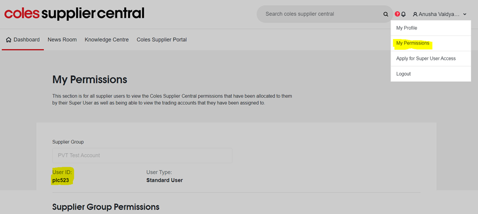 Accessing coles supplier central if you forget your username or ...