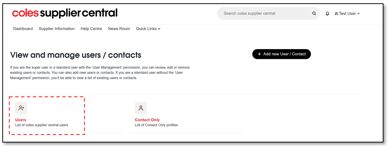 Allocating and Removing permissions | coles supplier central